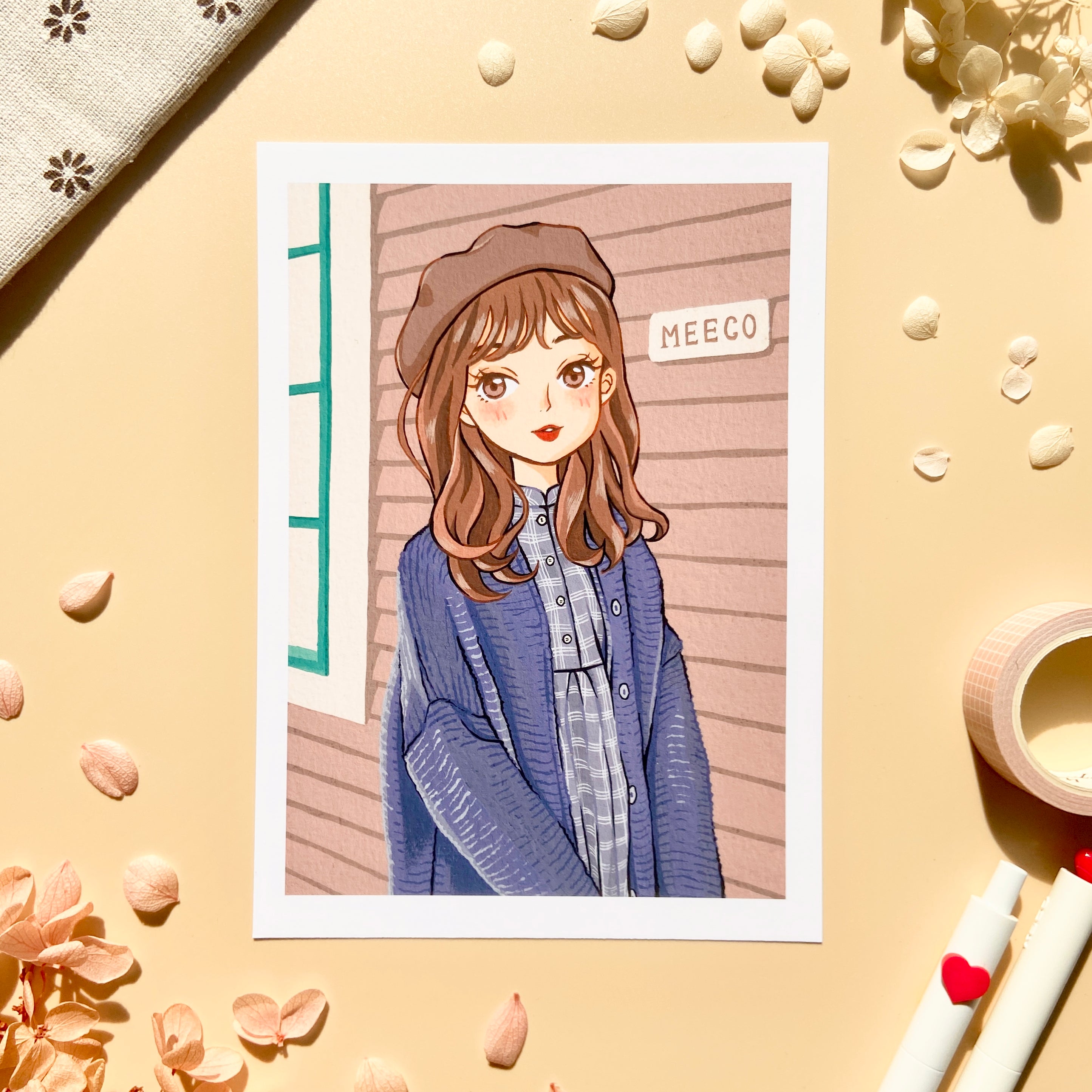 Beret Girl Art Print – Meeco Studio