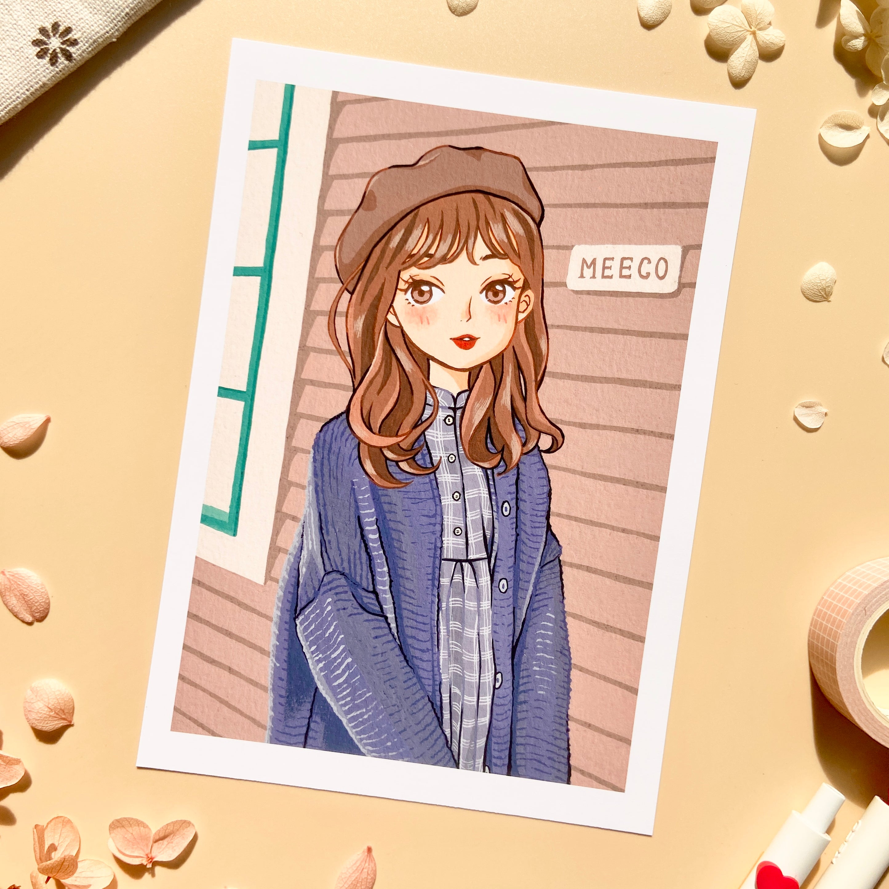 Beret Girl Art Print – Meeco Studio