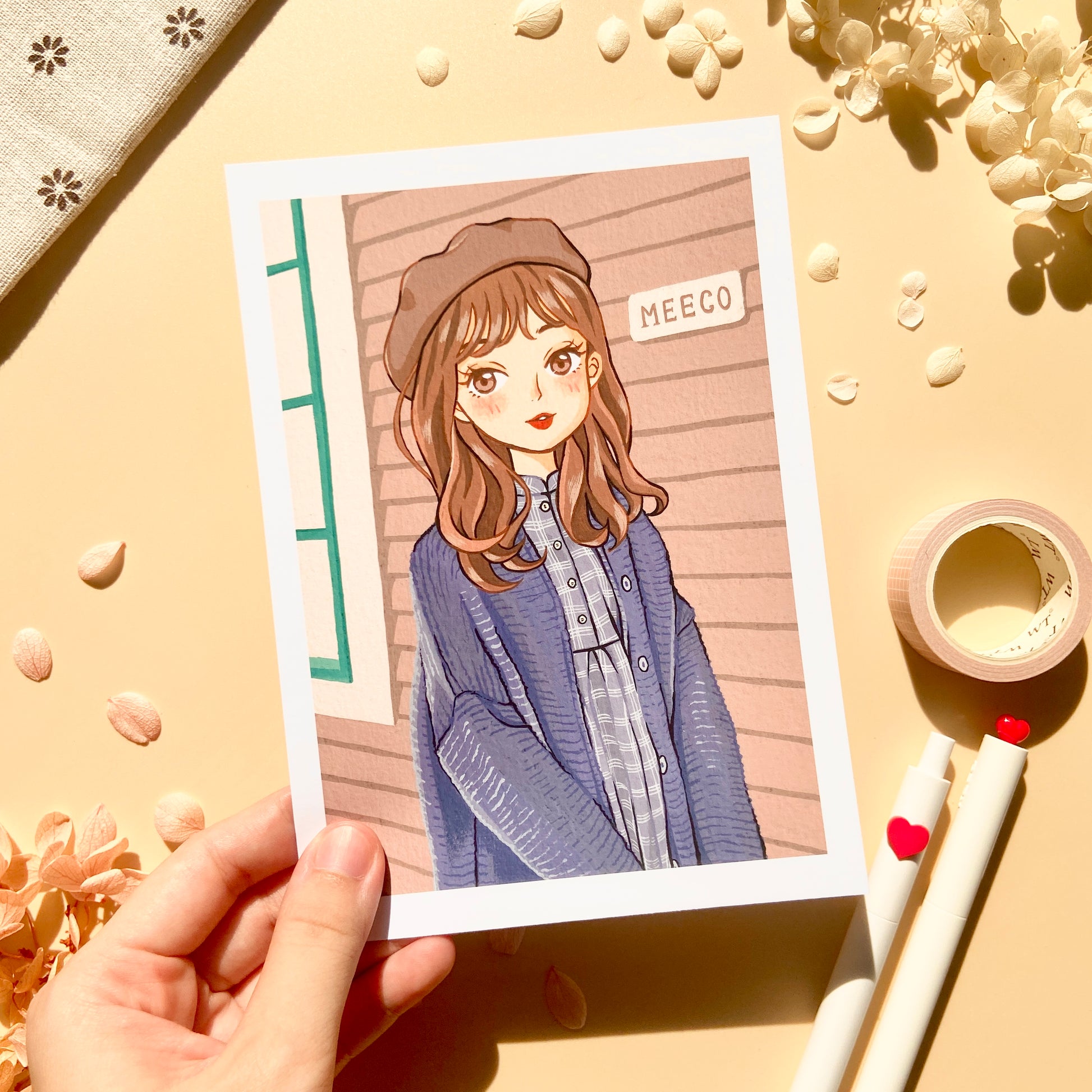 Beret Girl Art Print – Meeco Studio