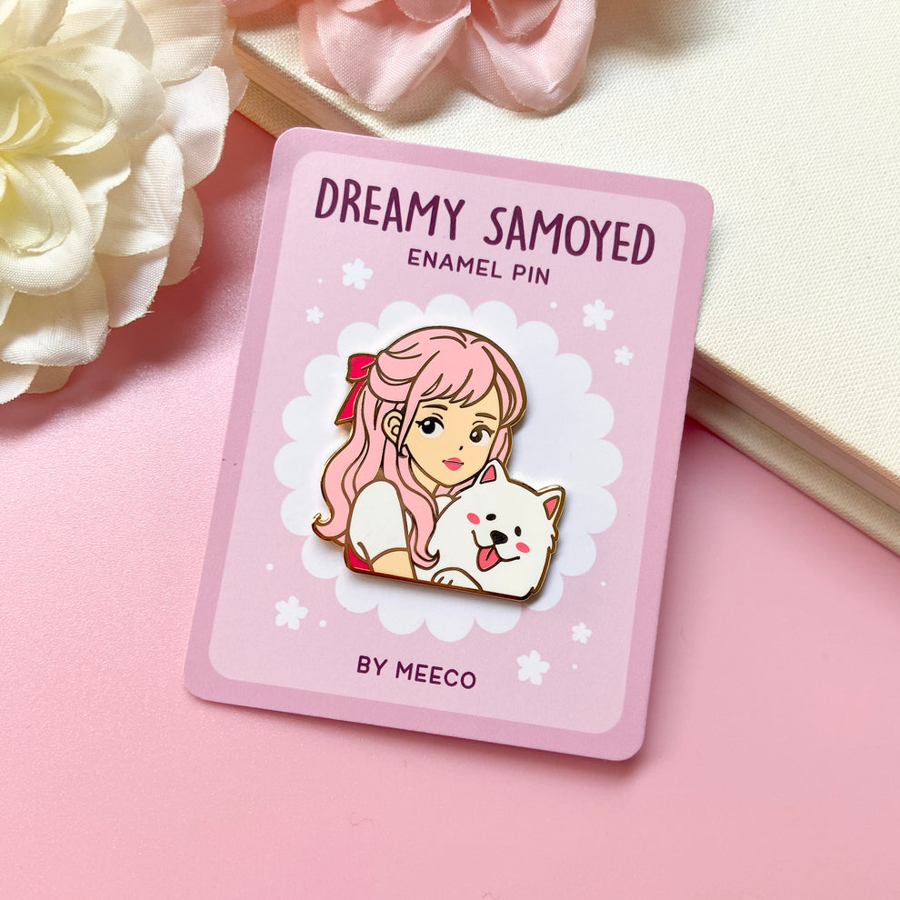 Dreamy Samoyed Pin – Meeco Studio