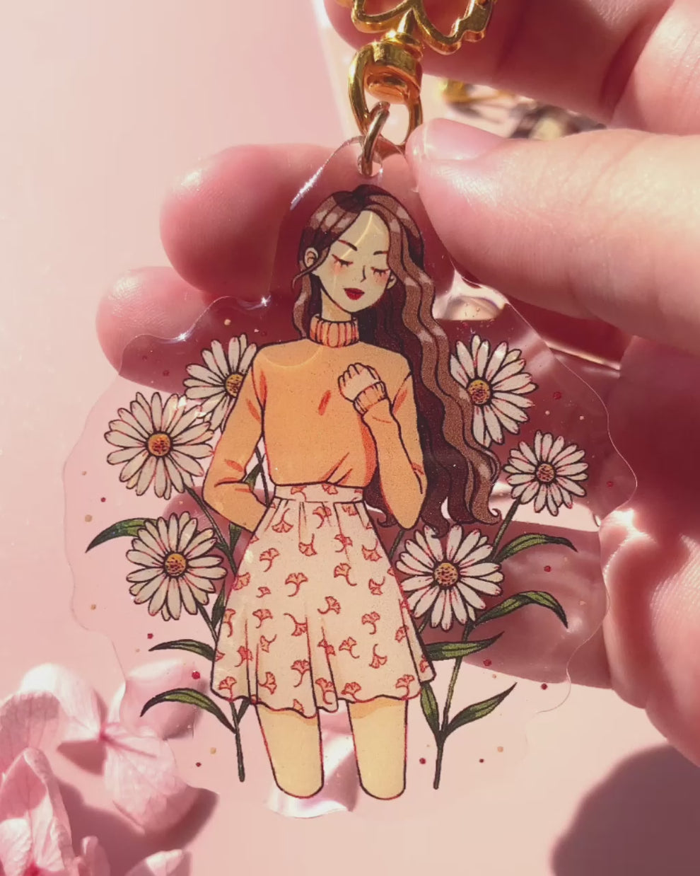 Daisy Girl Keychain with Glitter Epoxy – Meeco Studio